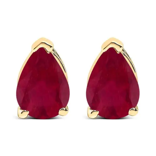 HAUS OF BRILLIANCE 14k Gold Pear Gemstone Stud Earrings - Red Ruby | Yellow